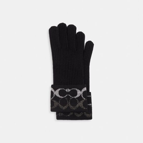 Coach | Accessories | Nwt Coach Outlet Signature Metallic Knit Gloves ...
